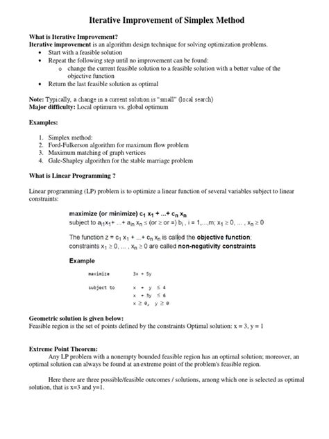 Simplex Method Pdf Linear Programming Mathematical Optimization