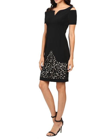 Shani Cold Shoulder Laser Cut Sheath Dress Editorialist