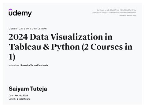 🚀 Completed Data Visualization With Tableau And Python Course By Surendra Varma Pericherla On