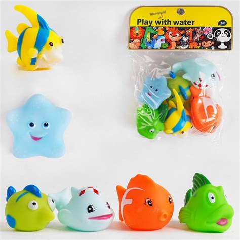 Набор игрушек для купания в ванной A Toys Пищалки Морские животные 6 штук Hy920 32 фото
