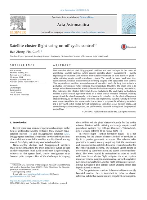 Pdf Satellite Cluster Flight Using On Off Cyclic Control