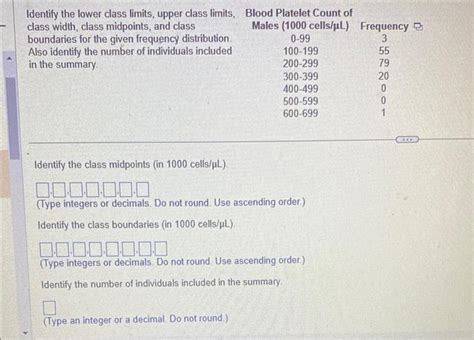 Solved Identify The Lower Class Limits Upper Class Limits