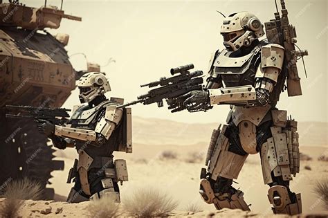 Premium Ai Image Future Robotic Army In Warfare