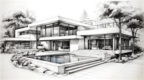Premium Photo Hyperrealistic Pencil Drawing Of A Modern House