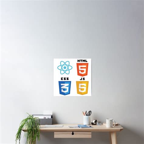 Web Programming React Html5 Css3 Javascript Logo Poster For Sale By Developerfriday Redbubble