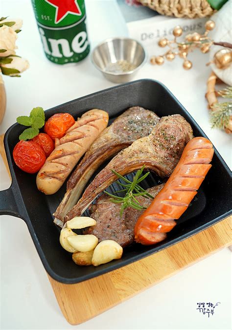 양고기 스테이크 굽는법 에어프라이어 양갈비 프렌치렉 굽기