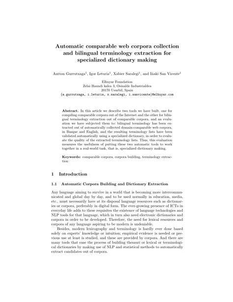 Pdf Automatic Comparable Web Corpora Collection And Bilingual