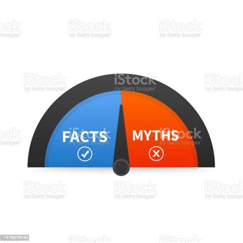 사실 신화는 확장됩니다 사실 대 신화 개념 클립 아트 이미지입니다 마케팅 및 광고용 배지 똑딱 거리고 교차하십시오 벡터 그림 개념에 대한 스톡 벡터 아트 및 기타 이미지