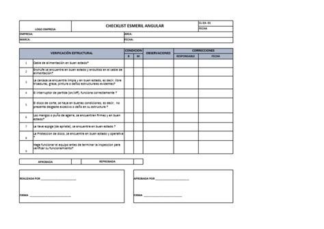 Checklist Esmeril Angular Pdf