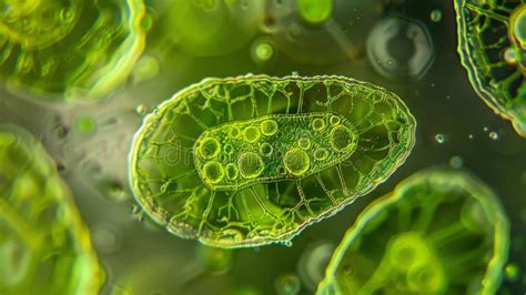 In This Image We See A Closeup Of A Chloroplast Within The Algae Cell The Green Ovalshaped