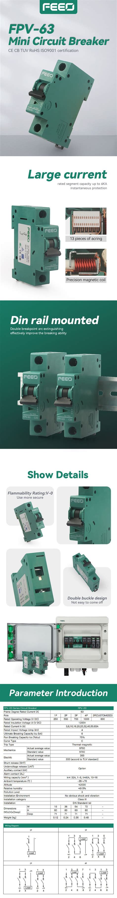 Cina Dc Mcb Circuit Breaker 1p 250v Produsen Pemasok Pabrik Harga Bagus Feeo