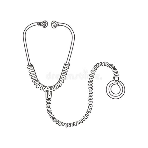 Single Continue Line Tekening Medisch Pictogram Stethoscoop