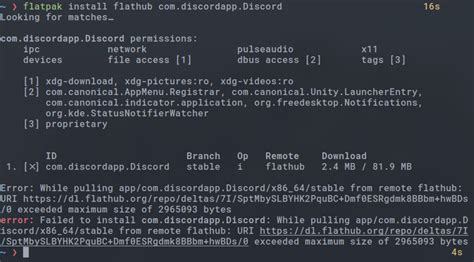 flatpak exceeded maximum size r flatpak