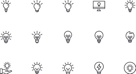 램프 개념입니다 웹 페이지 책 온라인 상점 전단지 배너 등에 대한 램프 고품질 벡터 개요 표지판 모음 흰색 배경에 격리된 프리미엄 삽화 세트 Led 조명에 대한 스톡 벡터