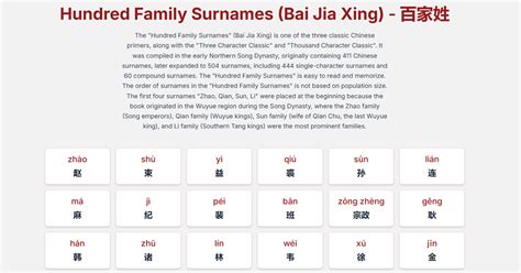 Hundred Chinese Surnames Bai Jia Xing 百家姓 List Of Common Chinese