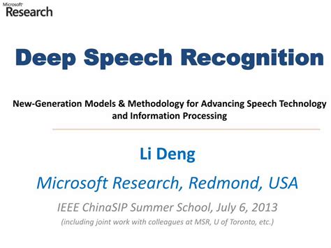 PDF Deep Speech Recognition PDF FileDeep Speech Recognition New Generation Models