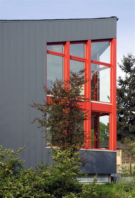 Red Window Frames Accent Angular Seattle House By Stettler Design Dezeen