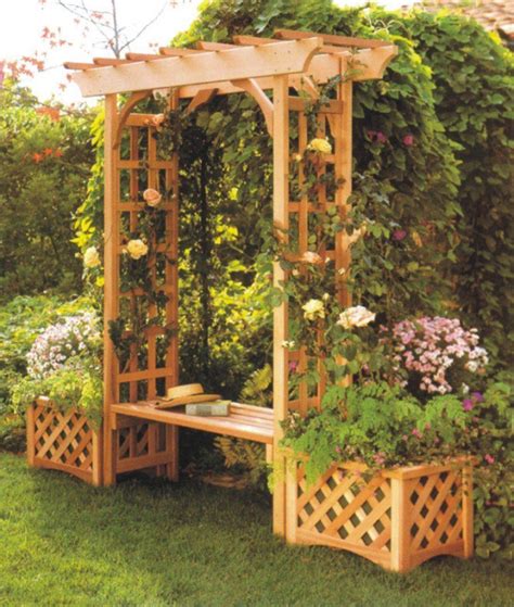 Sunjoy Wooden Trellis Arch Arbor With Seat Diy Garden Trellis Garden Trellis Designs