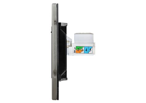 Brushed Chrome 2 Gang Double Ethernet Port Data Socket N443dme