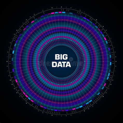 Big Data Visualization Circular Infographic With Copy Space In Center Radial Cluster Of Blue