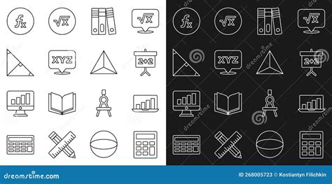 Set Line Calculator Laptop With Graph Chart Chalkboard Office Folders Xyz Coordinate System