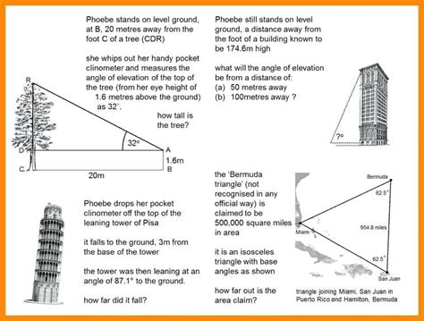 Right Triangle Worksheets Word Problems Answers