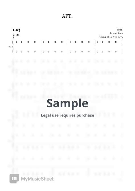 RosÉ And Bruno Mars Apt 簡譜｜古箏 三重奏 악보 By Chiuyee Music