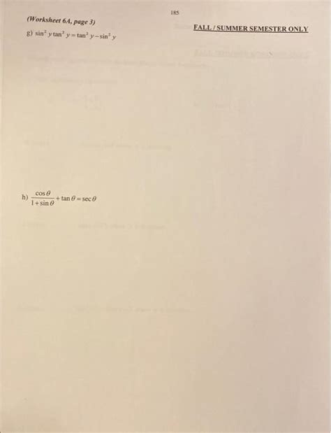 Solved 183 Math 109 Name Worksheet 6 A Proving Identities