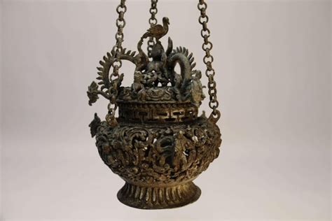 Tibetan Bronze Incense Burner Finely Detailed With Mythical Beasts