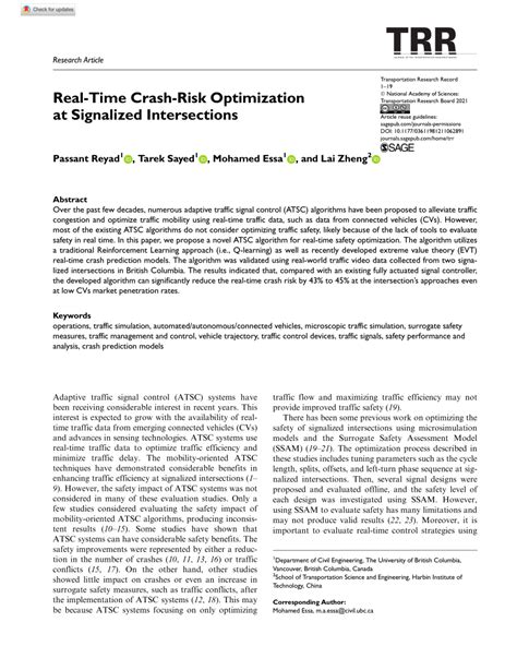 Pdf Real Time Crash Risk Optimization At Signalized Intersections