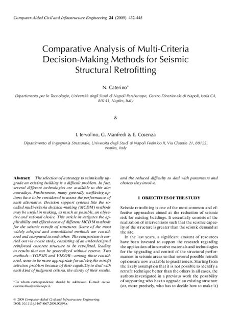 pdf comparative analysis of multi criteria decision making methods for seismic structural