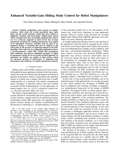 Pdf Enhanced Variable Gain Sliding Mode Control For Robot Manipulators