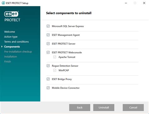 Windows Uninstall Eset Protect Server And Its Components Eset