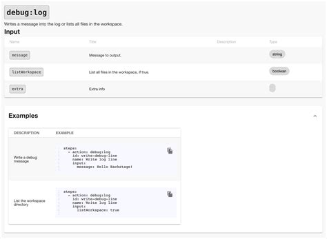add examples of scaffolder action inputs to docs by punkle · pull request 15341 · backstage