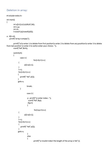 Deletion In Array Pdf