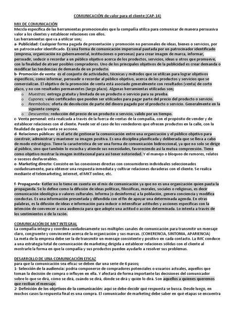 ComunicaciÓn Cap 14 Pdf Marketing Conceptos Psicologicos