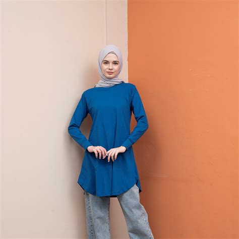 Jual S Xxl Baju Kaos Polos Tunik Oval Atasan Wanita Lengan Panjang