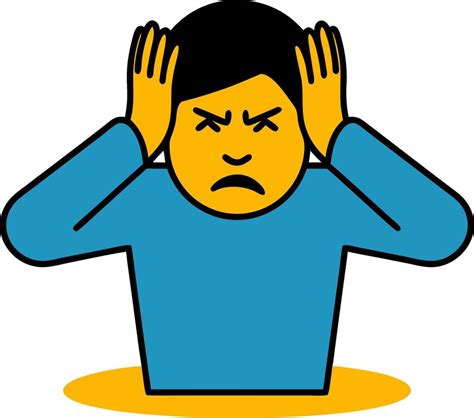 Angry Cartoon Character Covering Ears Expressing Frustration And Stress 54462050 Vector Art At