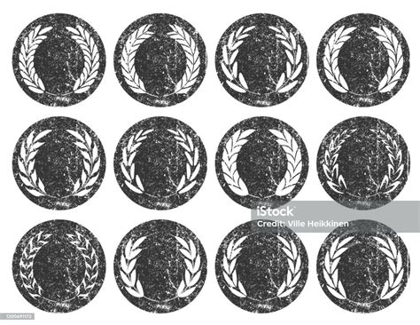 상 업적 전령 귀족을 묘사 하는 다른 그런 지 스탬프 실루엣 원형 월계수 보 리 호밀과 귀리 스파이크 화환의 컬렉션입니다 벡터 일러스트 이미지입니다 맥주 공장에 대한 스톡