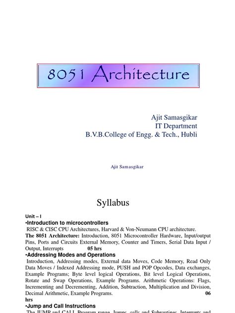 8051 Microcontroller Architecture Guide Pdf Central Processing Unit