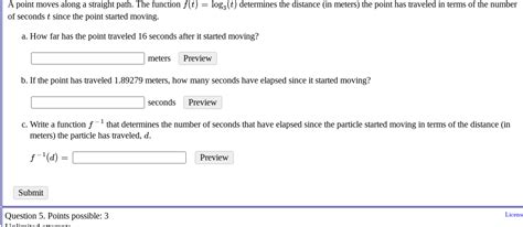 Solved A Point Moves Along A Straight Path The Function