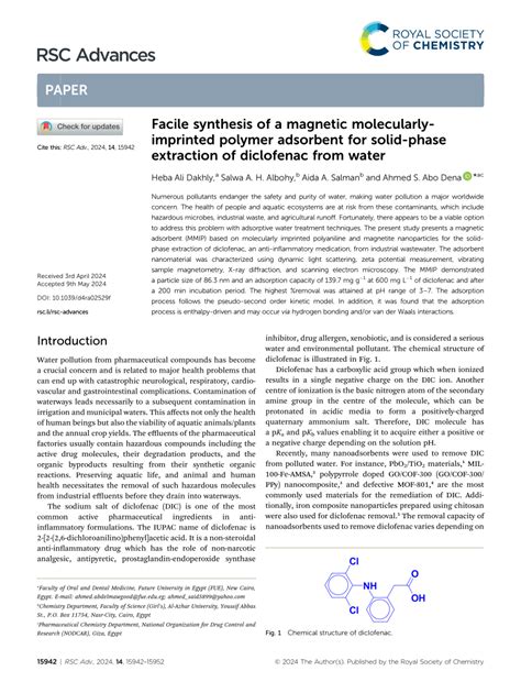 Pdf Facile Synthesis Of A Magnetic Molecularly Imprinted Polymer