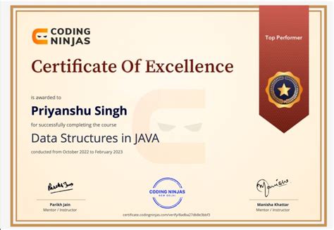 Priyanshu Singh On Linkedin Codingninjas Certificateofexcellence