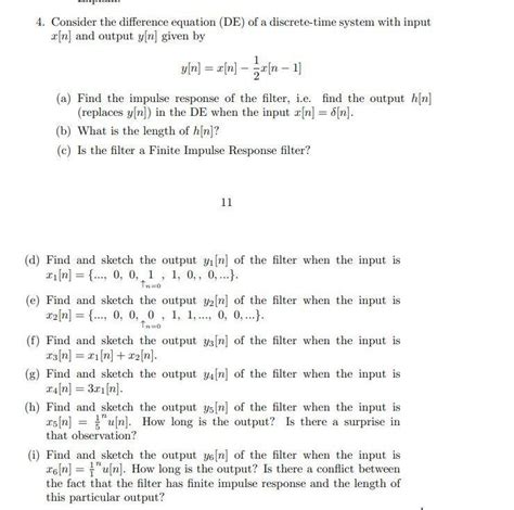 Solved 4 Consider The Difference Equation De Of A