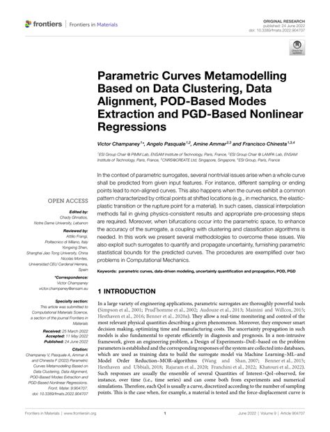 pdf parametric curves metamodelling based on data clustering data