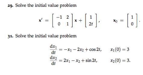 solved 29 solve the initial value problem 1 2 2t 31 solve