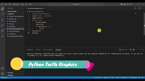 Best Python Turtle Graphics Vs Code Python Pythonprogramming Turtle Youtube