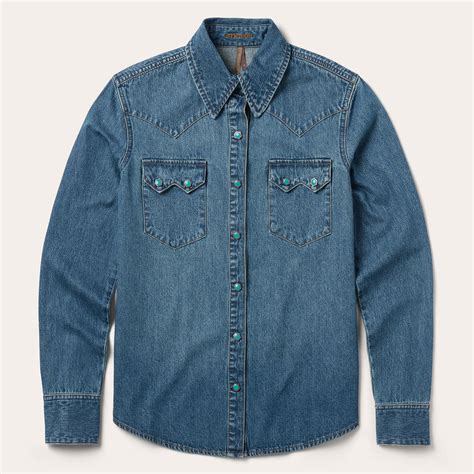 Turquoise Snap Western Denim Shirt Stetson
