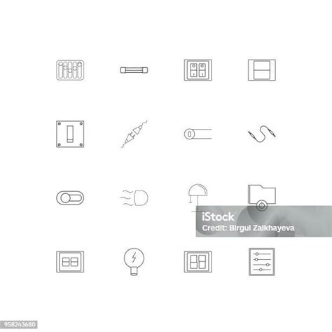 전기 선형 얇은 아이콘 설정합니다 간단한 벡터 아이콘 설명 동점골에 대한 스톡 벡터 아트 및 기타 이미지 동점골 디자인