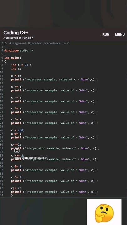 🤔assignment operator precedence in c shorts trending short coder